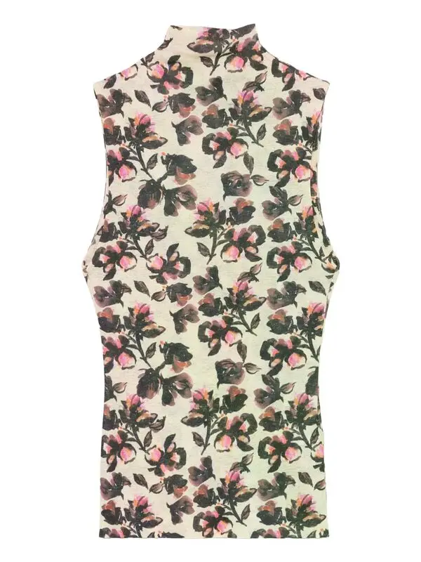 Nanushka Floral-print Turtleneck Top - Neutrals