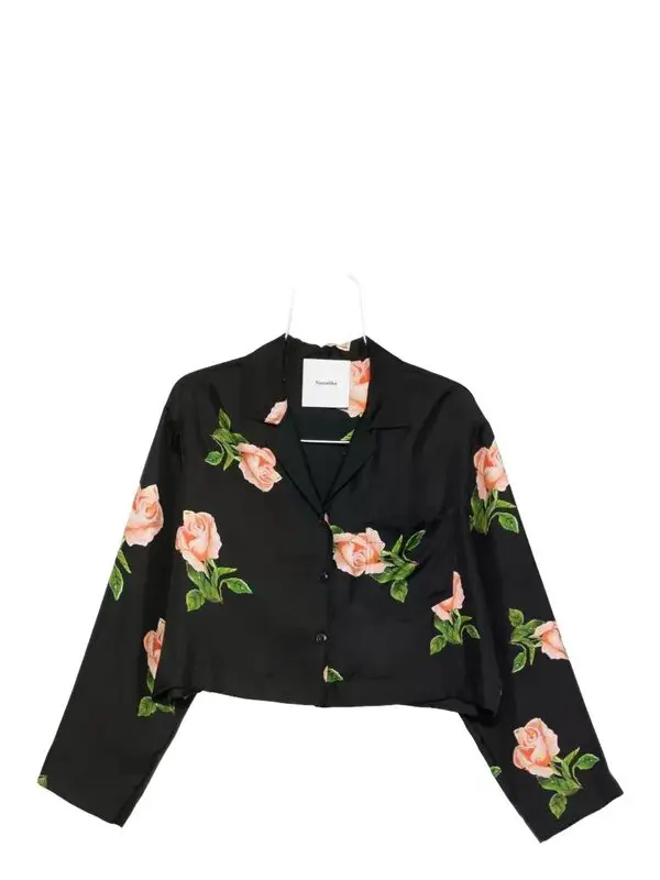 Nanushka Vally Rose-print Shirt - Black