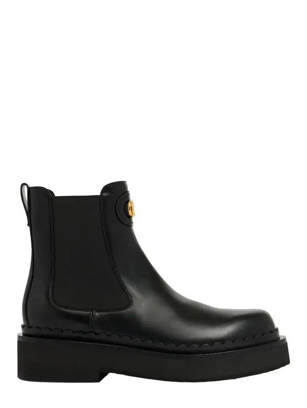 Valentino Garavani Vlogo Signature Leather Chelsea Boots - Black