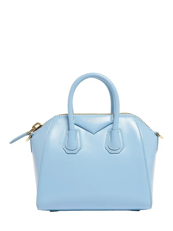 Givenchy Antigona Mini Top-handle Bag In Patent Leather - Light Blue