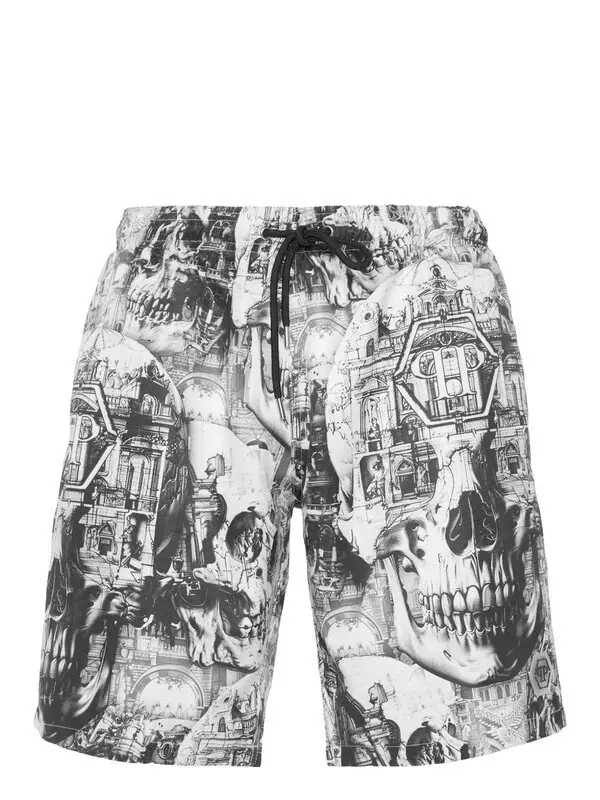 Philipp Plein Graphic-print Swim Shorts - Black
