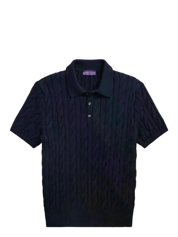 Ralph Lauren Purple Label Cable-knit Polo Shirt - Blue