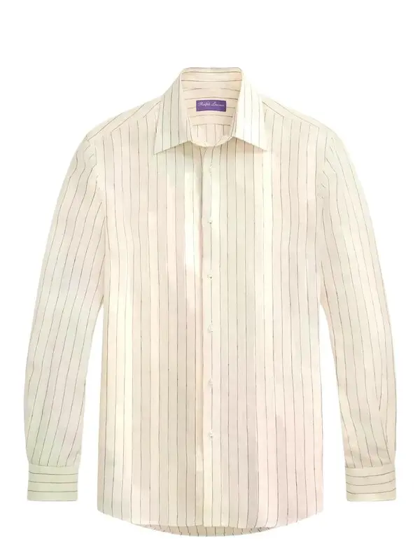 Ralph Lauren Purple Label Pinstripe Linen Shirt - Neutrals