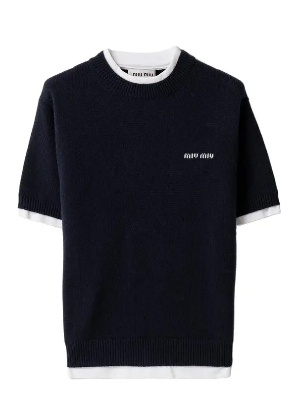 Miu Miu Cashmere Crew-neck Sweater - Navy