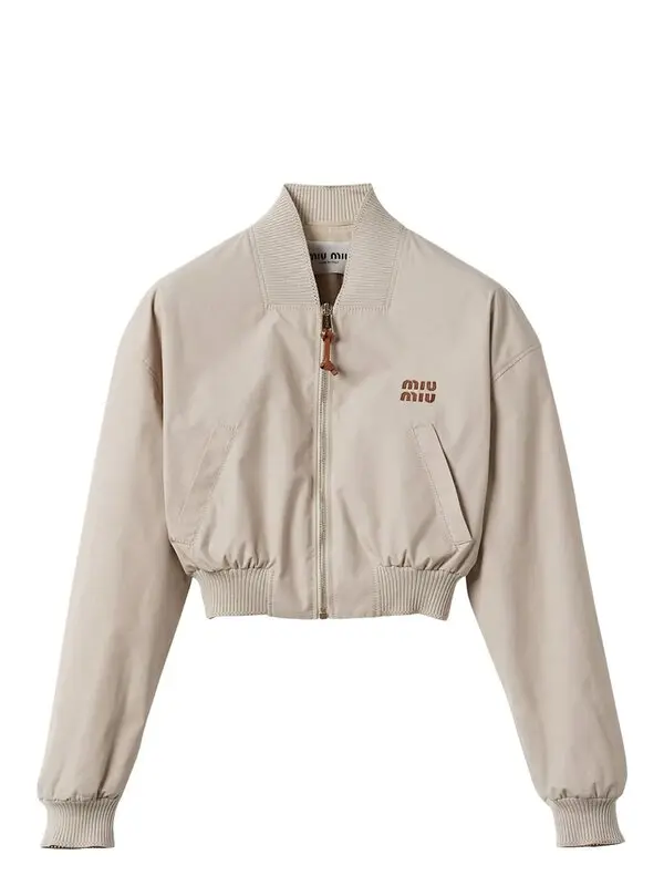 Miu Miu Long-sleeve Crop Zip Bomber Jacket - Calce