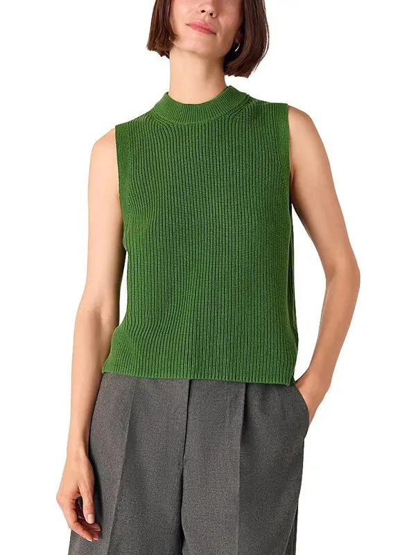 Whistles Sleeveless Cotton Sweater - Green