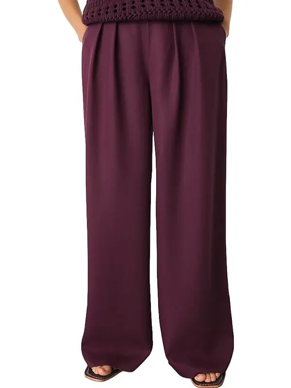 Whistles Pleat Front Relaxed Trousers - Plum
