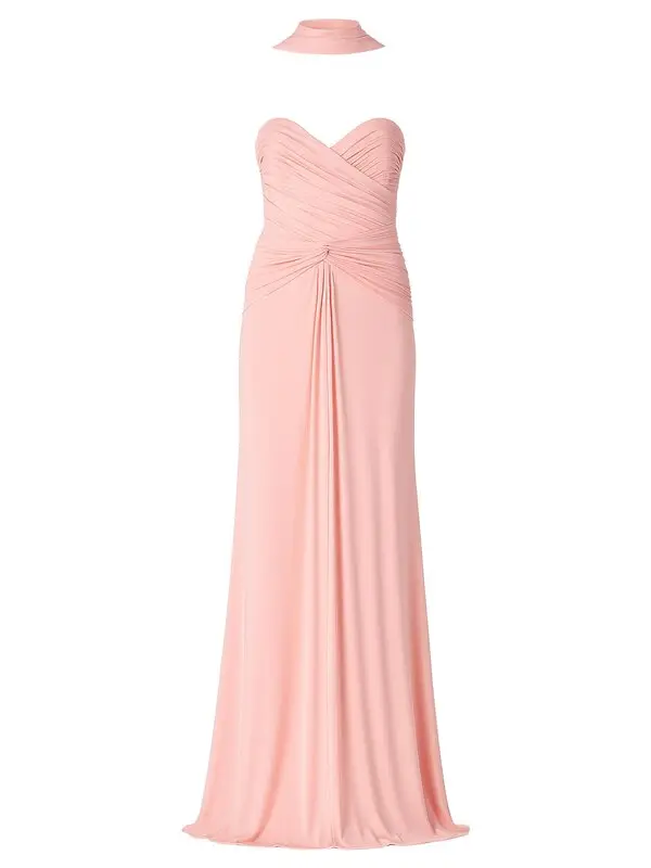 THE NEW ARRIVALS ILKYAZ OZEL Amanda Ruched Jersey Gown - Pink