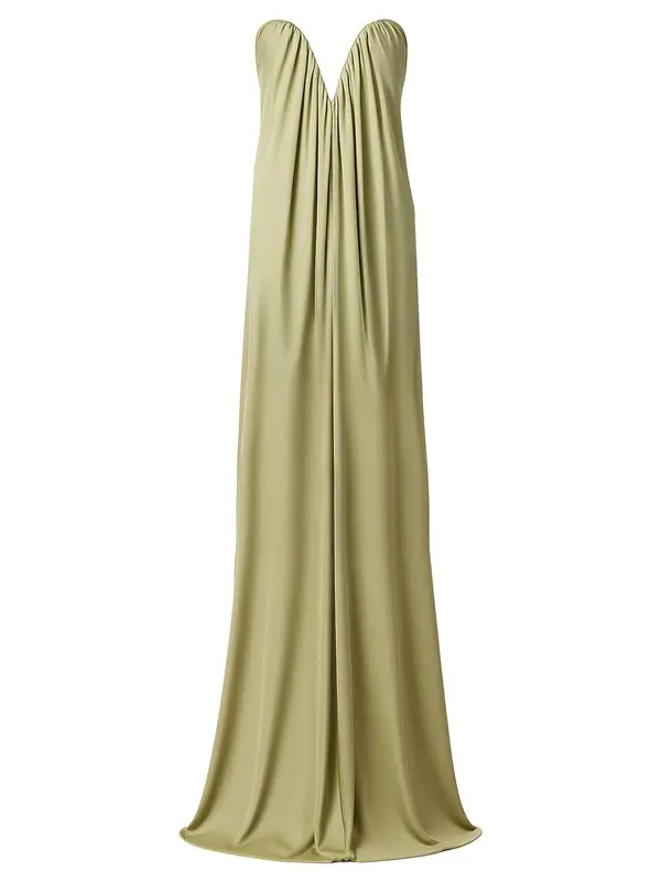 THE NEW ARRIVALS ILKYAZ OZEL Olivienne Strapless Jersey Maxi Dress - Green