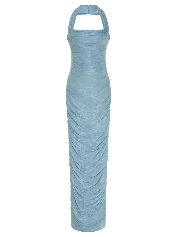 MARMAR HALIM Ruched Maxi Gown - Light Blue