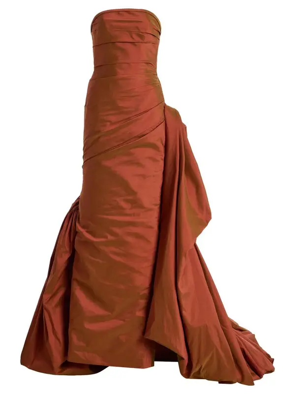 MARMAR HALIM Raisa Strapless Taffeta Gown - Orange