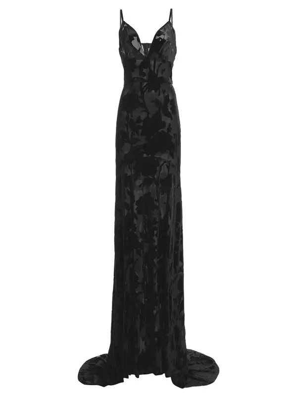 GRETA CONSTANTINE Floral Velvet Maxi Dress - Black