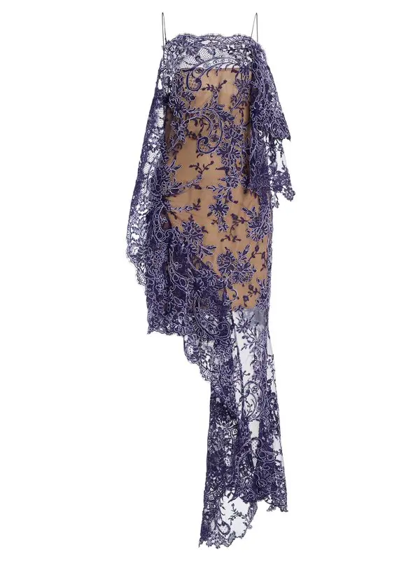 Christopher Esber Iris Floating Lace Mini Dress - Purple