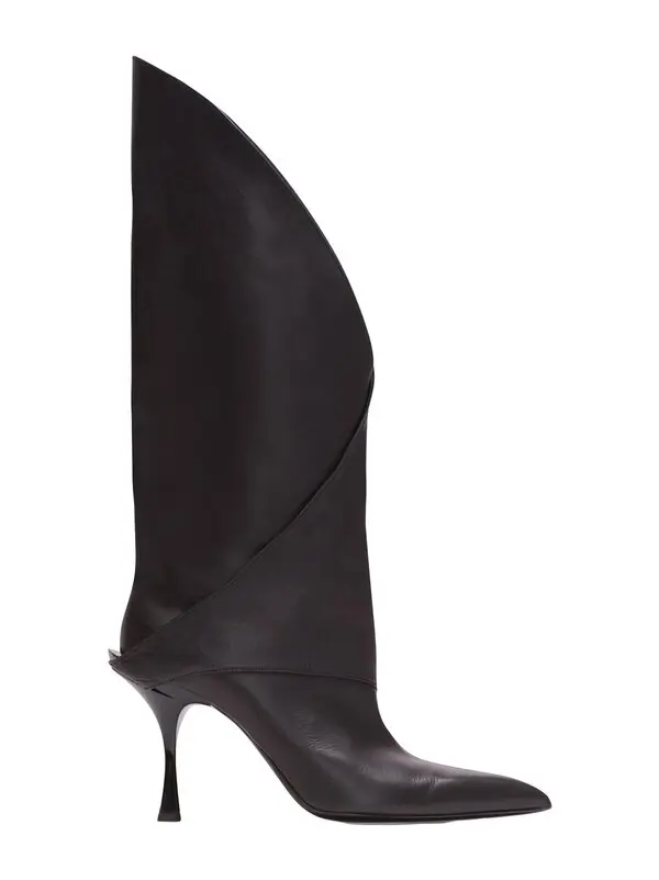 Balmain Leather Twist Heel Boots 95 - Black
