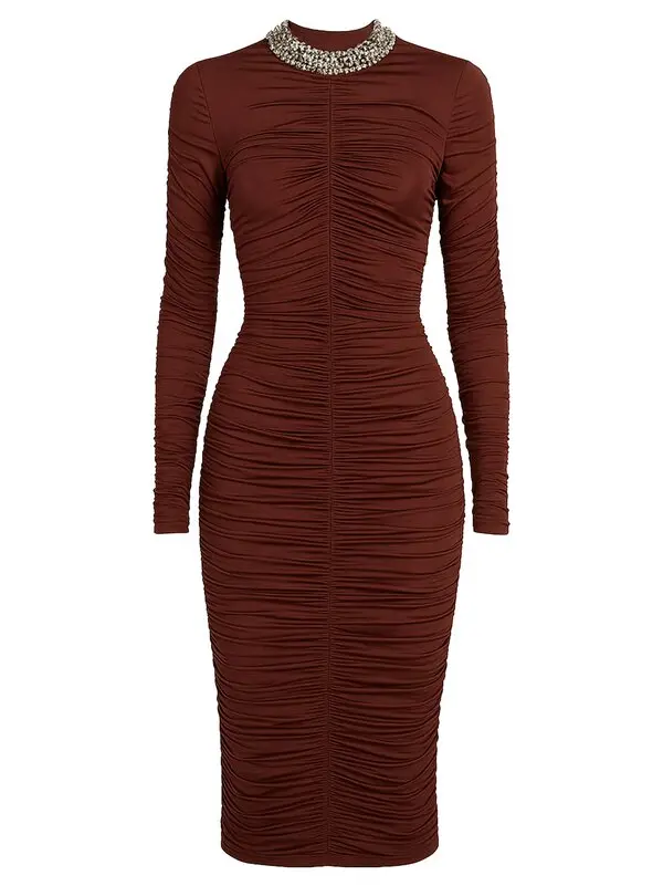 THE NEW ARRIVALS ILKYAZ OZEL Ross Cinnabar Gathered Dress - Brown