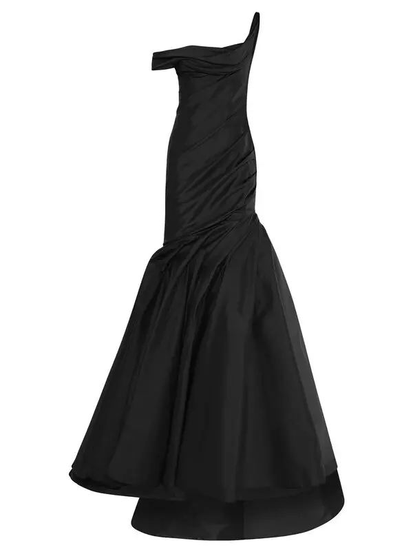 MARMAR HALIM Asymmetric Draped Mermaid Gown - Black