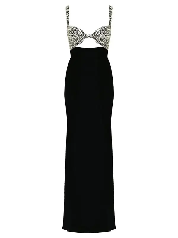 THE NEW ARRIVALS ILKYAZ OZEL Lux Orphéon Crystal Embellished Gown - Black