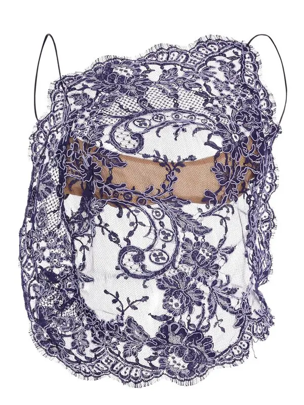 Christopher Esber Iris Floating Lace Camisole Top - Purple