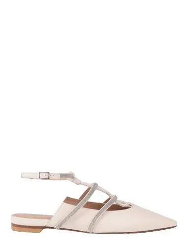 Peserico Leather Ballet Flats With Buckle - Off White