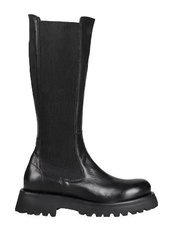 Moma Leather Boot With Elasticized Inserts - Black