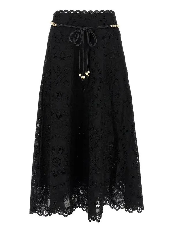 Zimmermann Rhiannon Flared Midi Skirt - Black