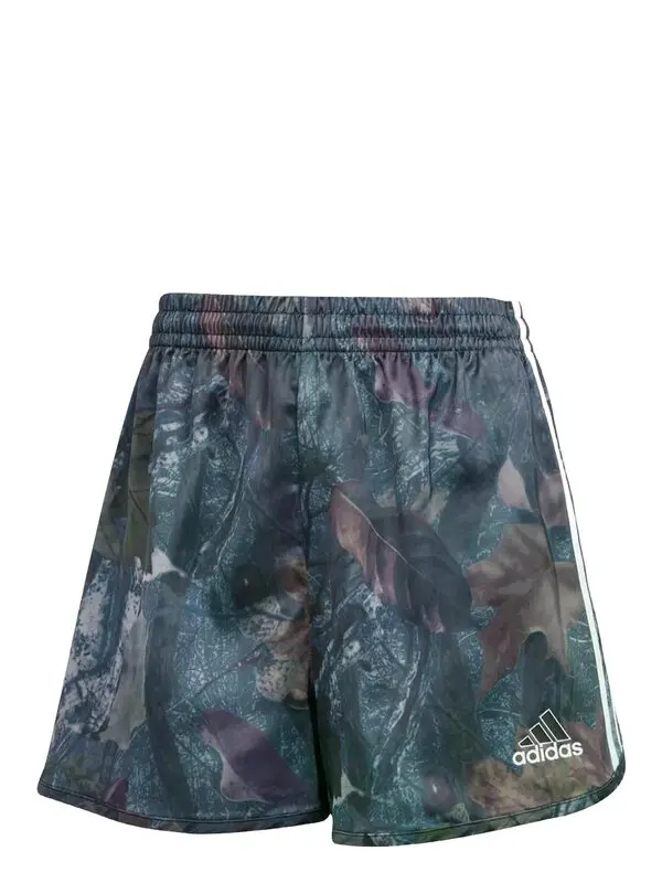 Adidas Originals Leaf-print Side-stripe Shorts - Black