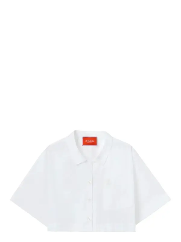 La DoubleJ Embroidered-pocket Cropped Shirt - White