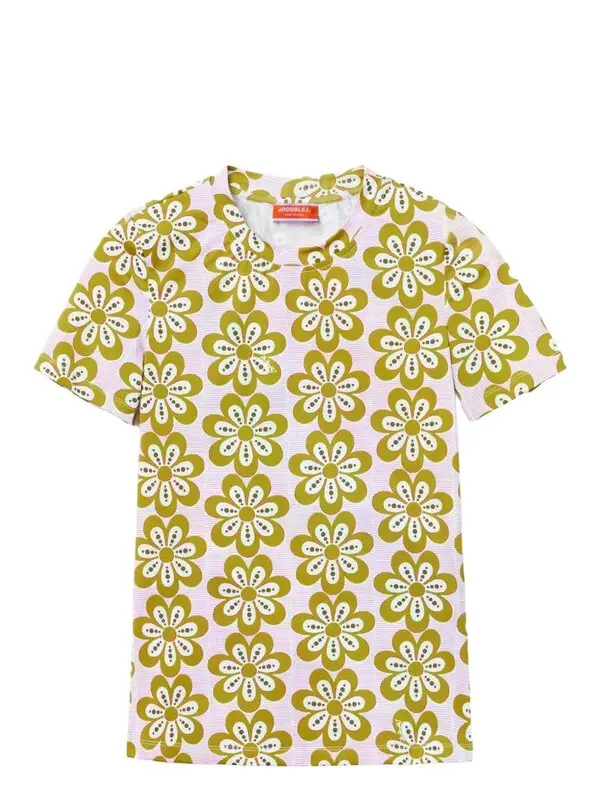 La DoubleJ Flower-print Short-sleeve T-shirt - Pink