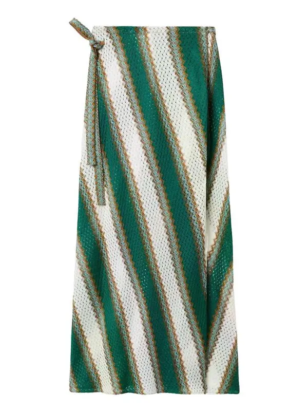La DoubleJ Diagonal-stripe Maxi Skirt - Green
