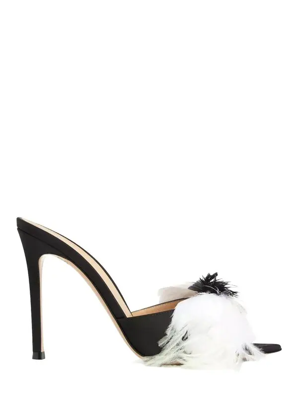 GIANVITO ROSSI 105mm Aretha Feather-embellished Satin Sandals - Black