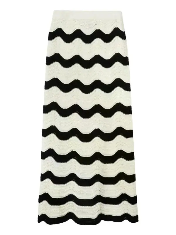 La DoubleJ Chevron Wave Maxi Skirt - Neutrals