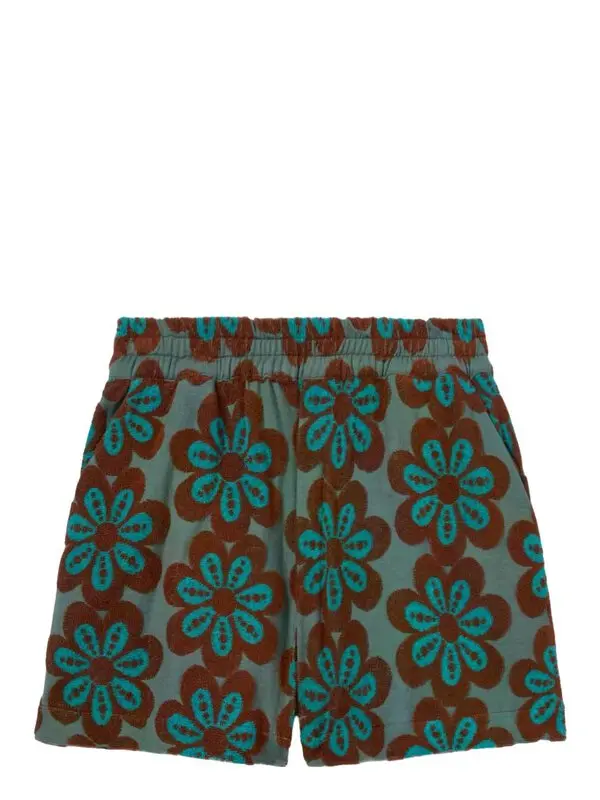La DoubleJ Flower-print Pull-up Shorts - Green