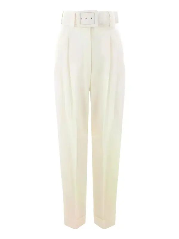 Max Mara Belted Trousers - White