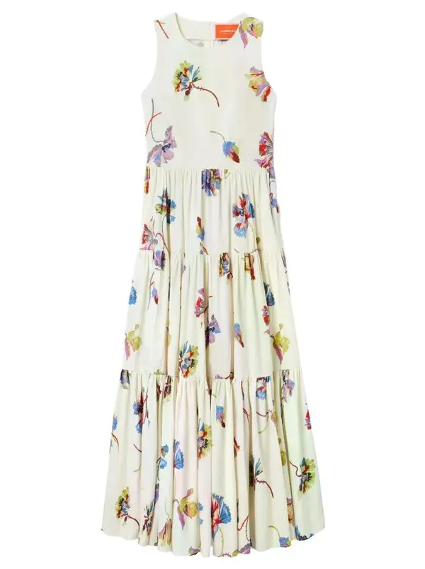 La DoubleJ Tiered Floral Dress - White