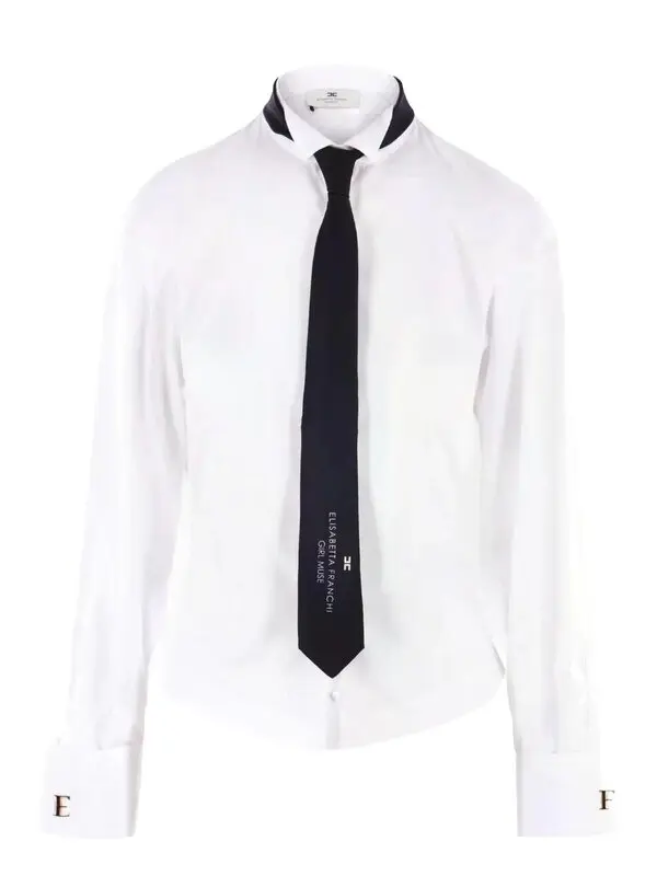 Elisabetta Franchi Neck-tie Poplin Shirt - White