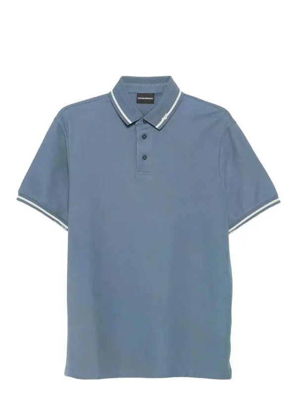 Emporio Armani Tipped-collar Cotton Polo Shirt - Blue