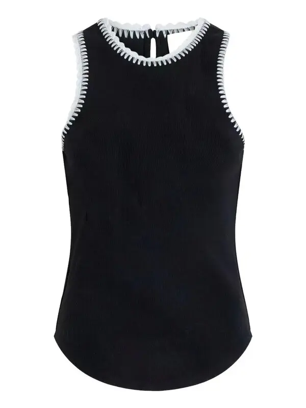 Cinq À Sept Lizzie Crochet-trimmed Ribbed Tank Top - Black