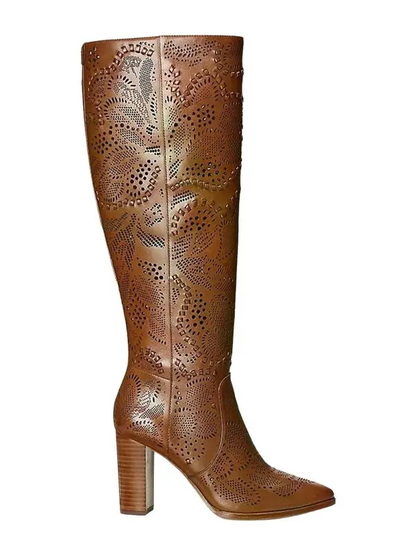Ralph Lauren Floral-lasercut Leather Boots - Brown