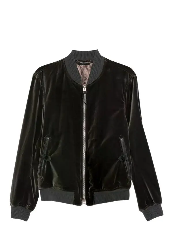 TOM FORD Velvet Zip-front Bomber Jacket - Grey