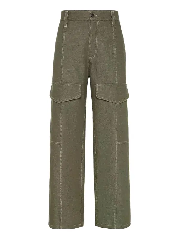 Brunello Cucinelli Cargo-pocket Cotton Trousers - Green
