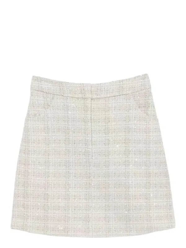 Emporio Armani Tweed Check-print Mini Skirt With Sequin Detail - Grey