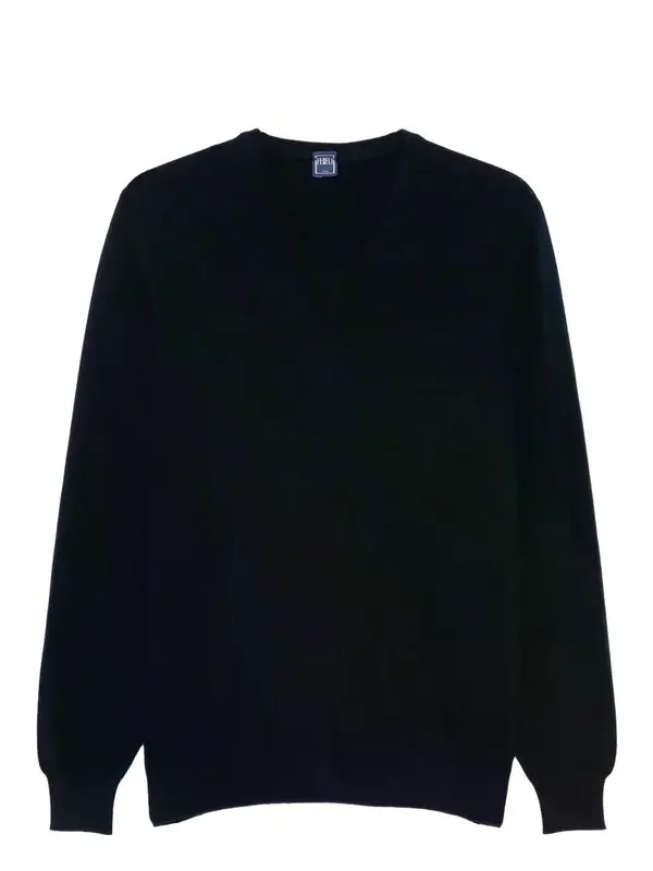Fedeli V-neck Cashmere Sweater - Blue