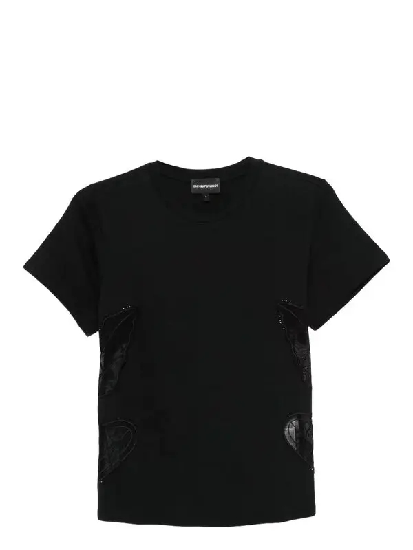 Emporio Armani Butterfly-embellished T-shirt - Black