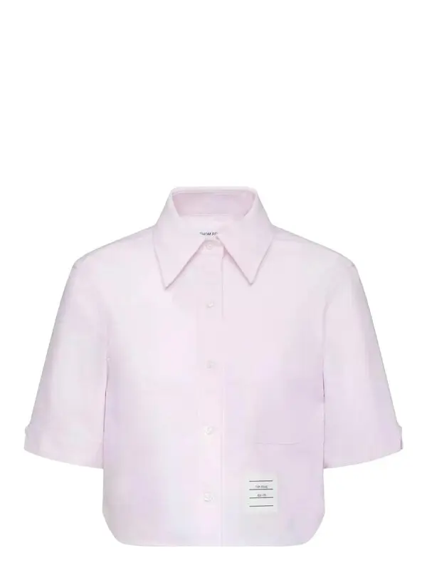 Thom Browne Logo-patch Short-sleeve Shirt - Pink
