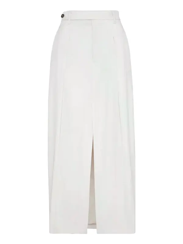 Brunello Cucinelli Pleated Front-split Maxi Skirt - White