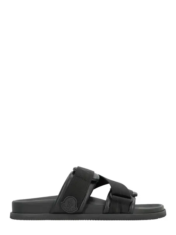 Moncler Summer Leather Double-strap Sandals - Black
