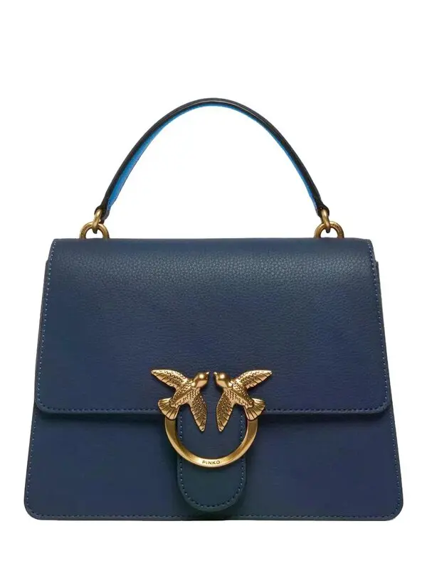 Pinko Love Birds Leather Tote Bag - Blue