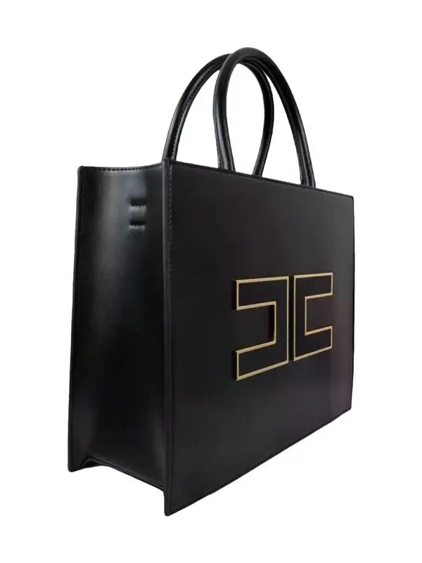Elisabetta Franchi Logo-plaque Leather Tote - Black