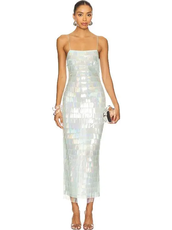Retrofete Alana Sequined Mesh Dress - Blue