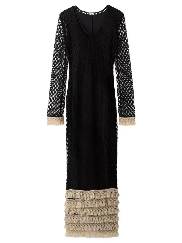 BY MALENE BIRGER Fringed-details Maxi Dress - Black